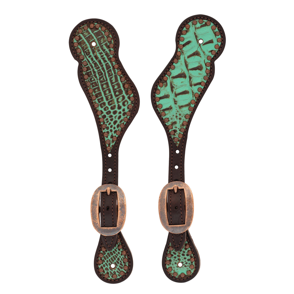 Turquoise Croc Regular Spur Straps - Weaver Equine