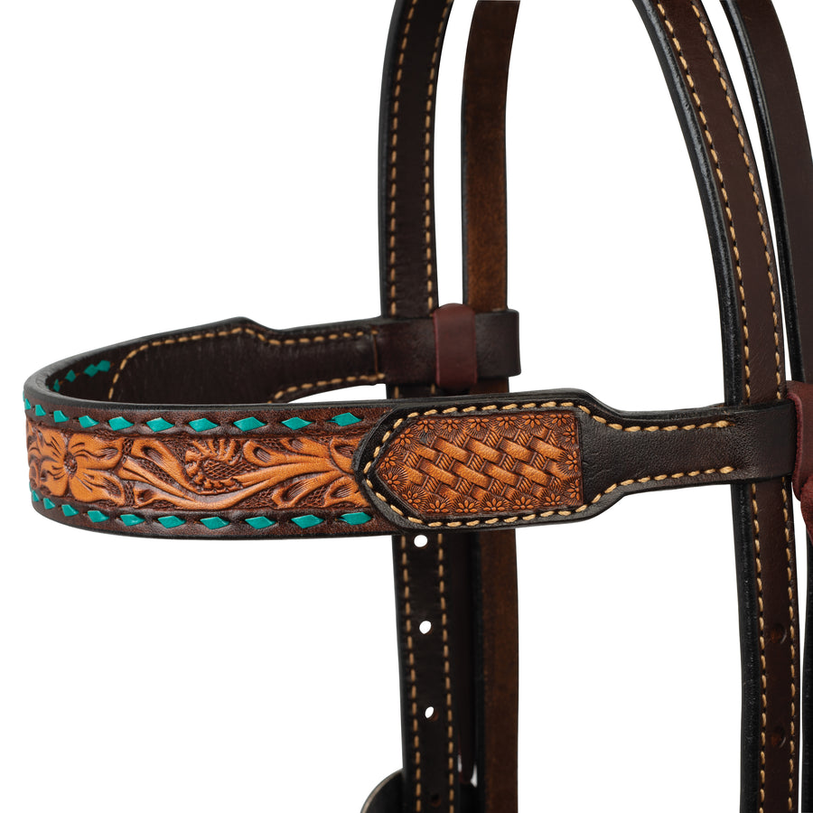 Turquoise Cross Headstall, Floral Buckstitch, 5/8" - Weaver Leather ...
