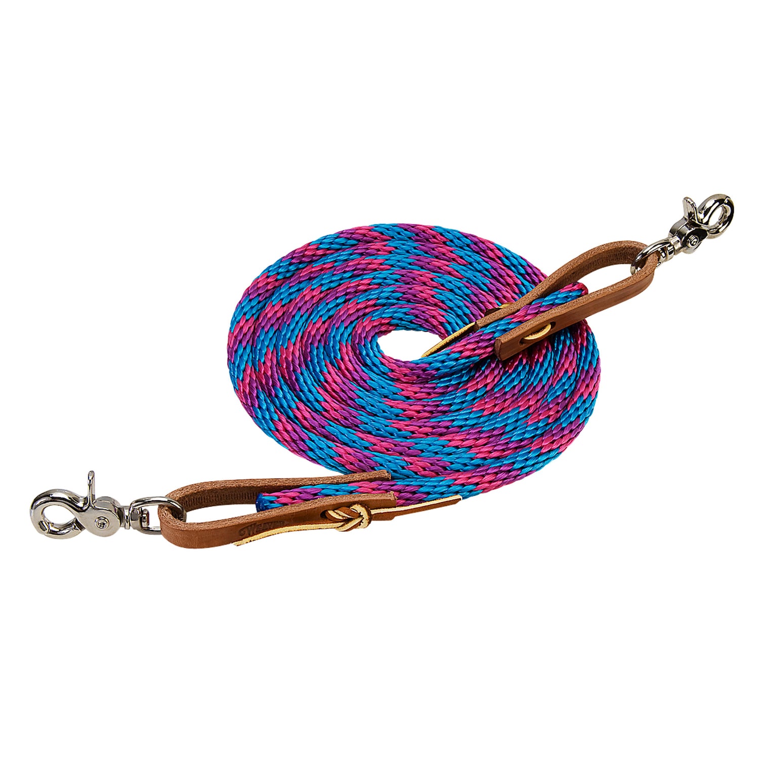 Poly Roper Reins with Scissor Snap, 5/8" x 8, Pistachio/Graphite/Brown ...