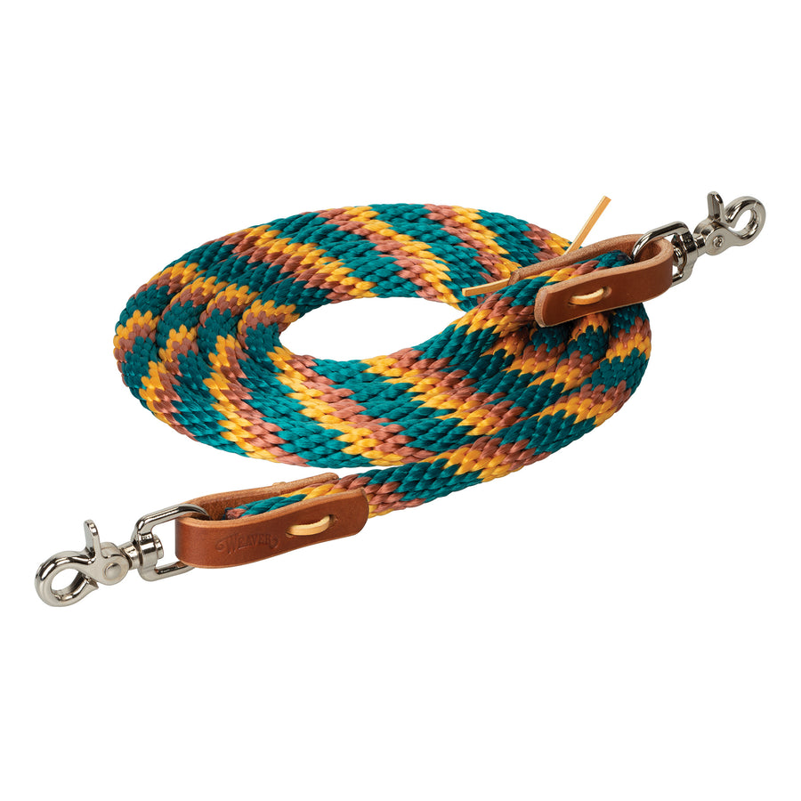 Poly Roper Reins with Scissor Snap, 5/8" x 8, Pistachio/Graphite/Brown ...