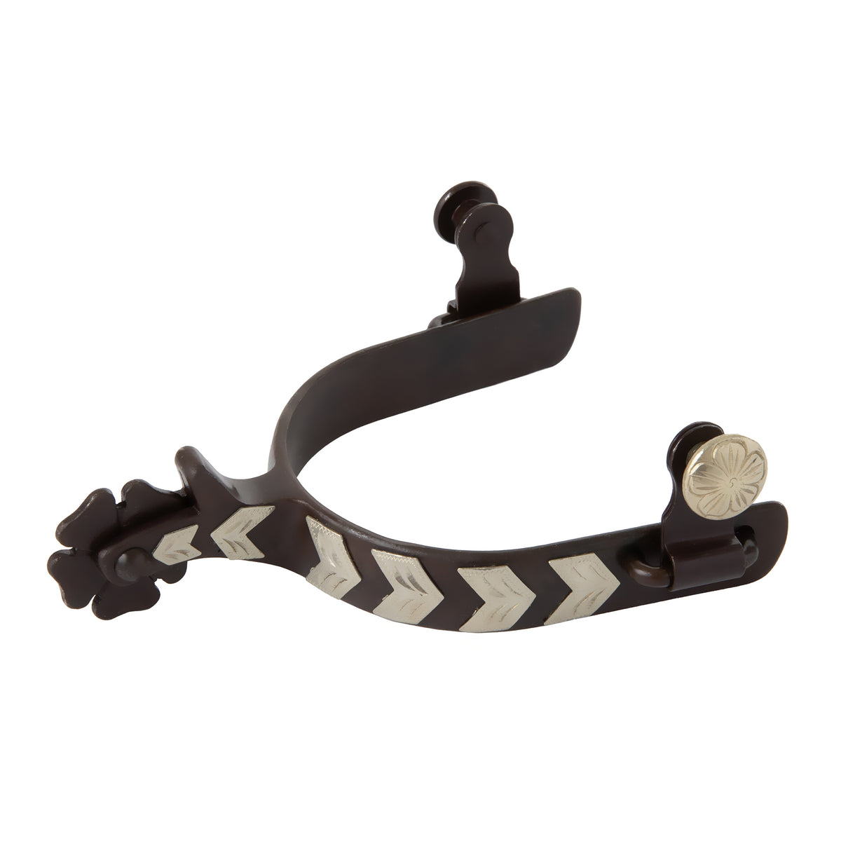 Men’s Show Spurs w/ Engraved German Silver Chevron Trim Set – Weaver Equine