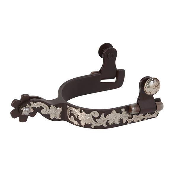 Ladies Antiqued Show Spur with German Silver Floral Trim - Weaver ...